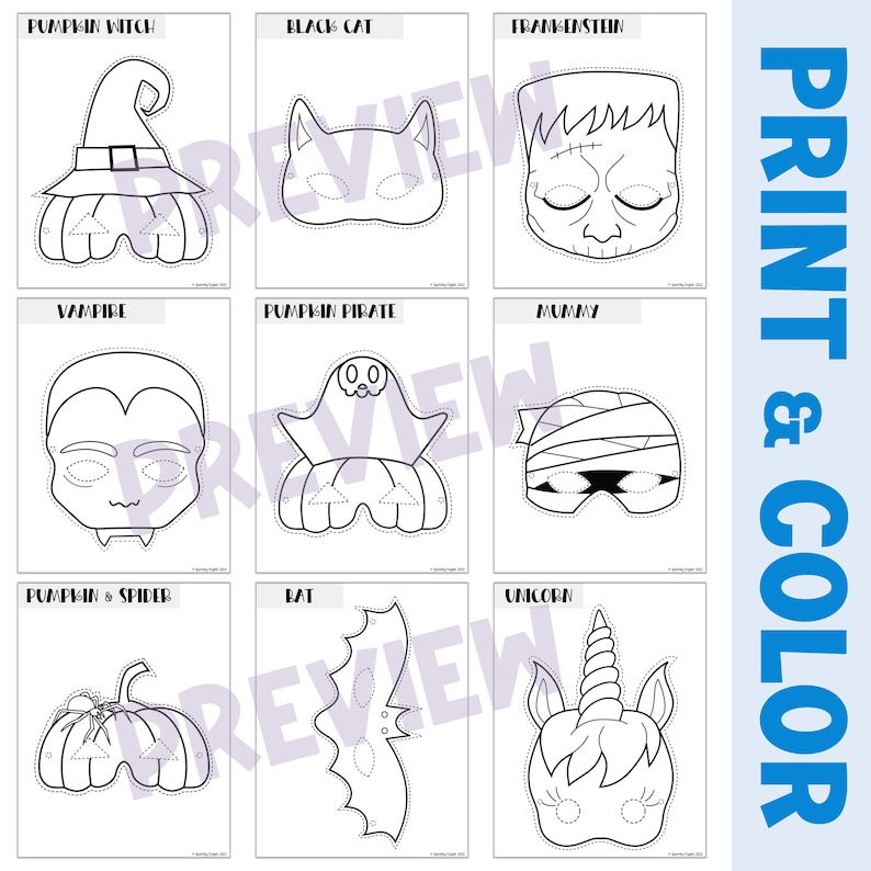 Printable Halloween Masks Fun Halloween Party Printable Craft Activity ...