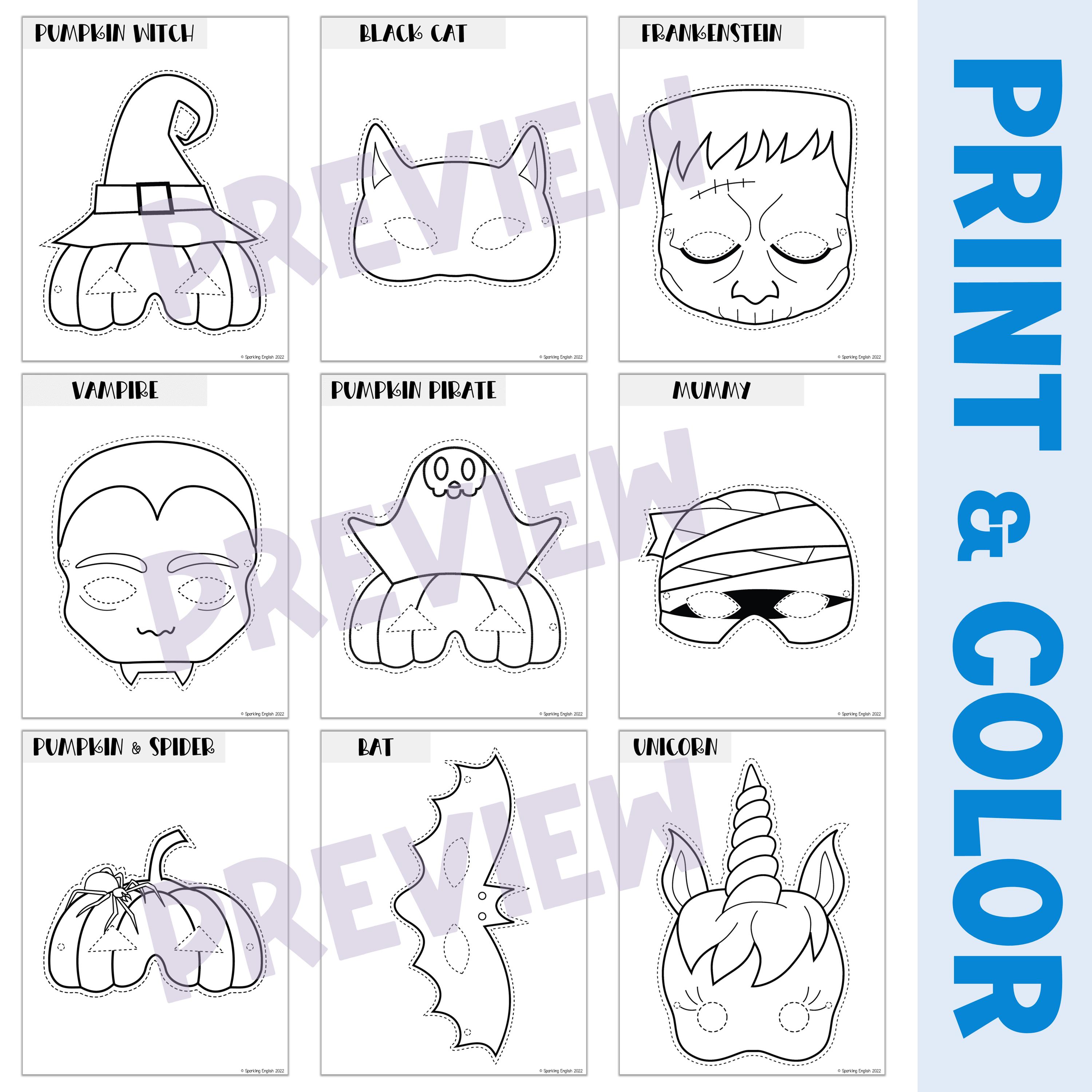Printable Halloween Masks - Fun Halloween Party Printable Craft ...