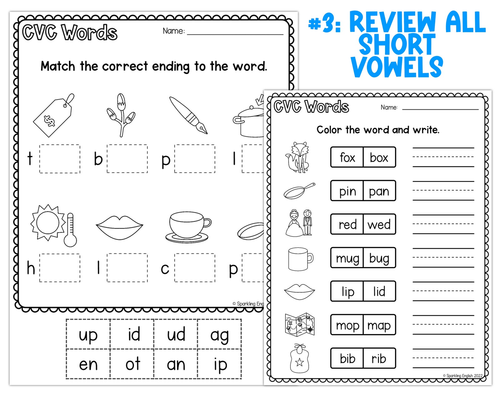 CVC Words Review Bundle CVC Word Families Phonics - Etsy