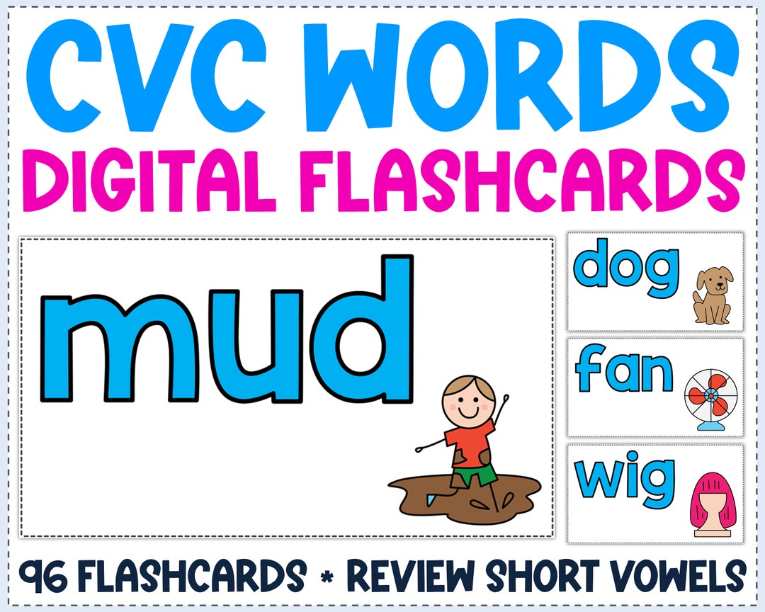 Digital CVC Words Flashcards CVC Review Phonics Flash - Etsy UK