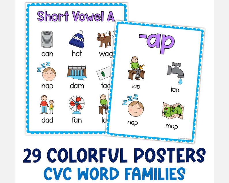 CVC Words Posters Phonics Book or Bulletin Board CVC Words - Etsy