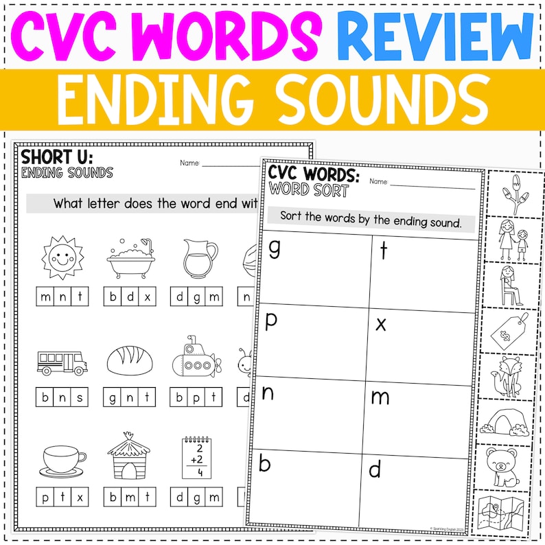 CVC Words Ending Sounds Worksheets - Review CVC Words Worksheets ...