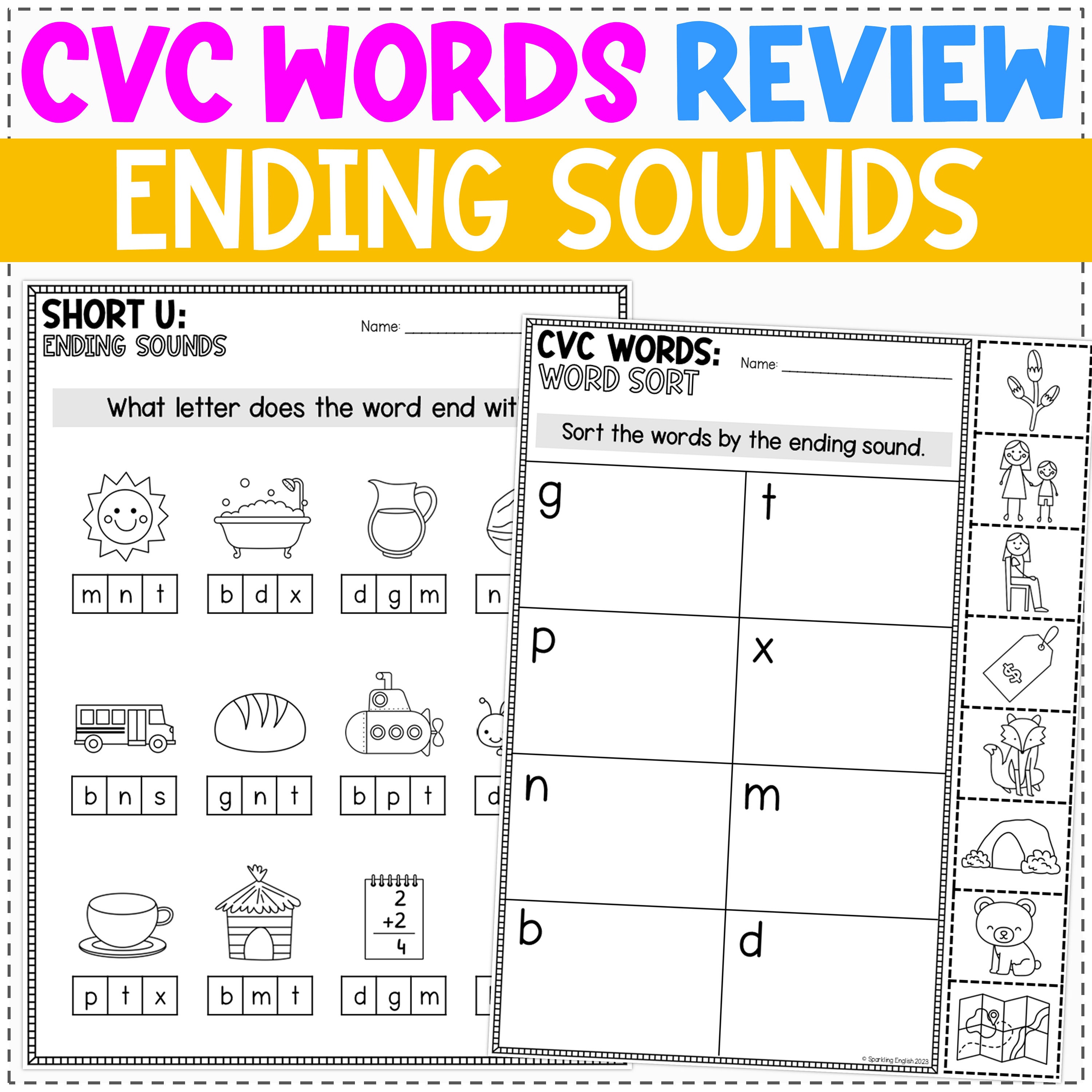 CVC Words Ending Sounds Worksheets - Review CVC Words Worksheets ...