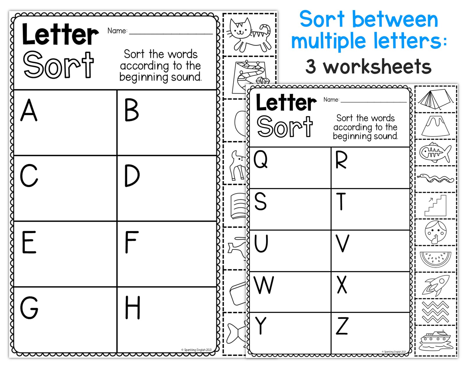 Alphabet Letter Sorting Practice Worksheets Alphabet Review - Etsy
