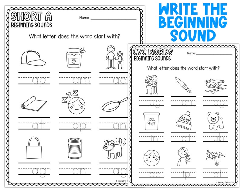 CVC Words Beginning Sounds Worksheets Review CVC Words - Etsy