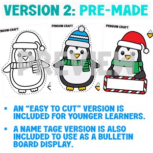 Penguin Craft for Christmas and Winter Printable Christmas Activity for ...