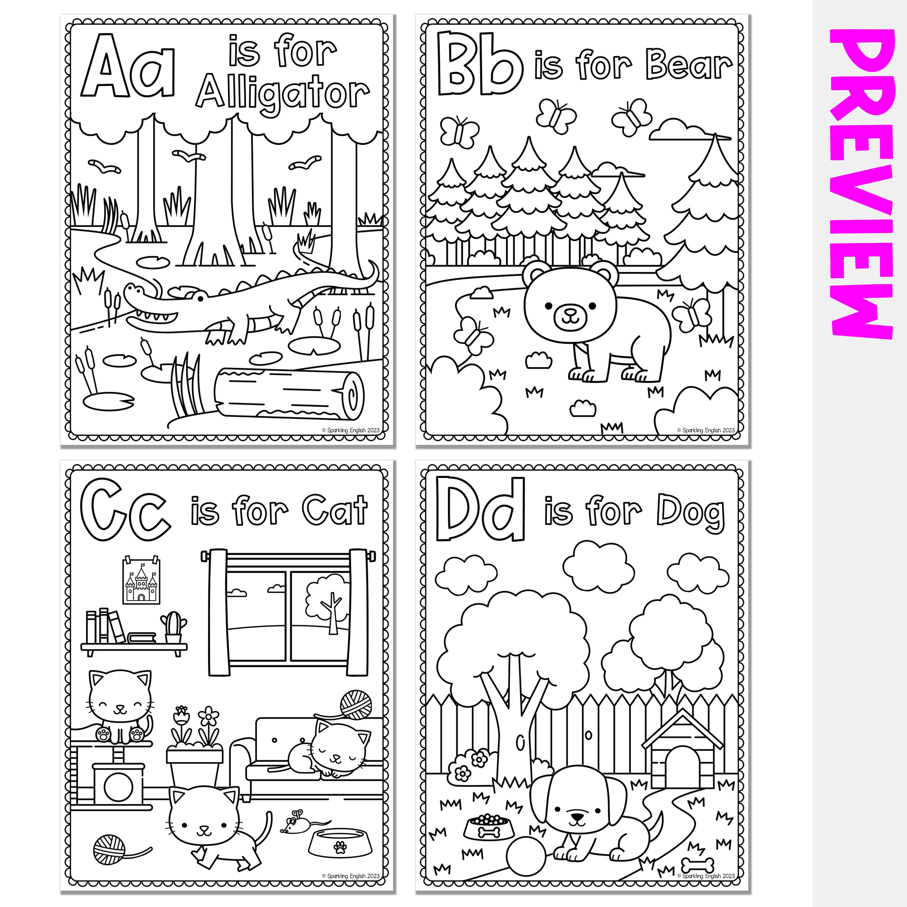 Alphabet Coloring Pages Animal Alphabet Book Printable ABC Coloring ...