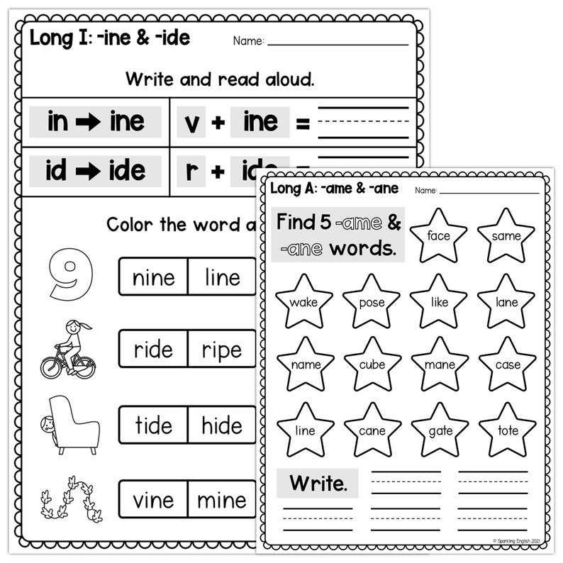 Cvce Word Families BUNDLE | Practice and Review Long Vowels | Long ...