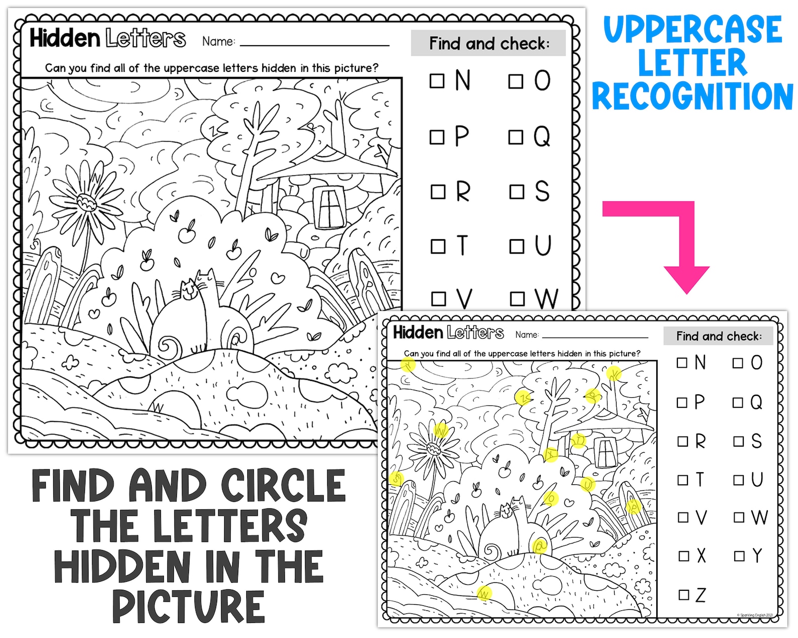 Alphabet Hidden Letters Pictures Letter Recognition - Etsy