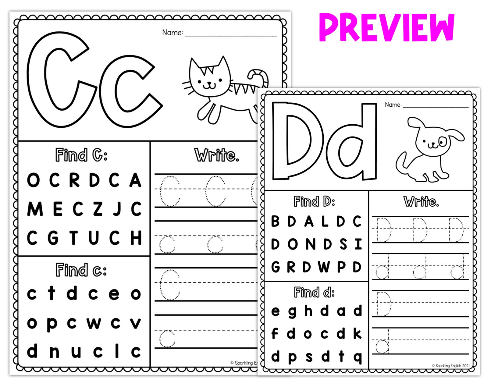 Letter Recognition and Handwriting Worksheets Alphabet Review Activity ...