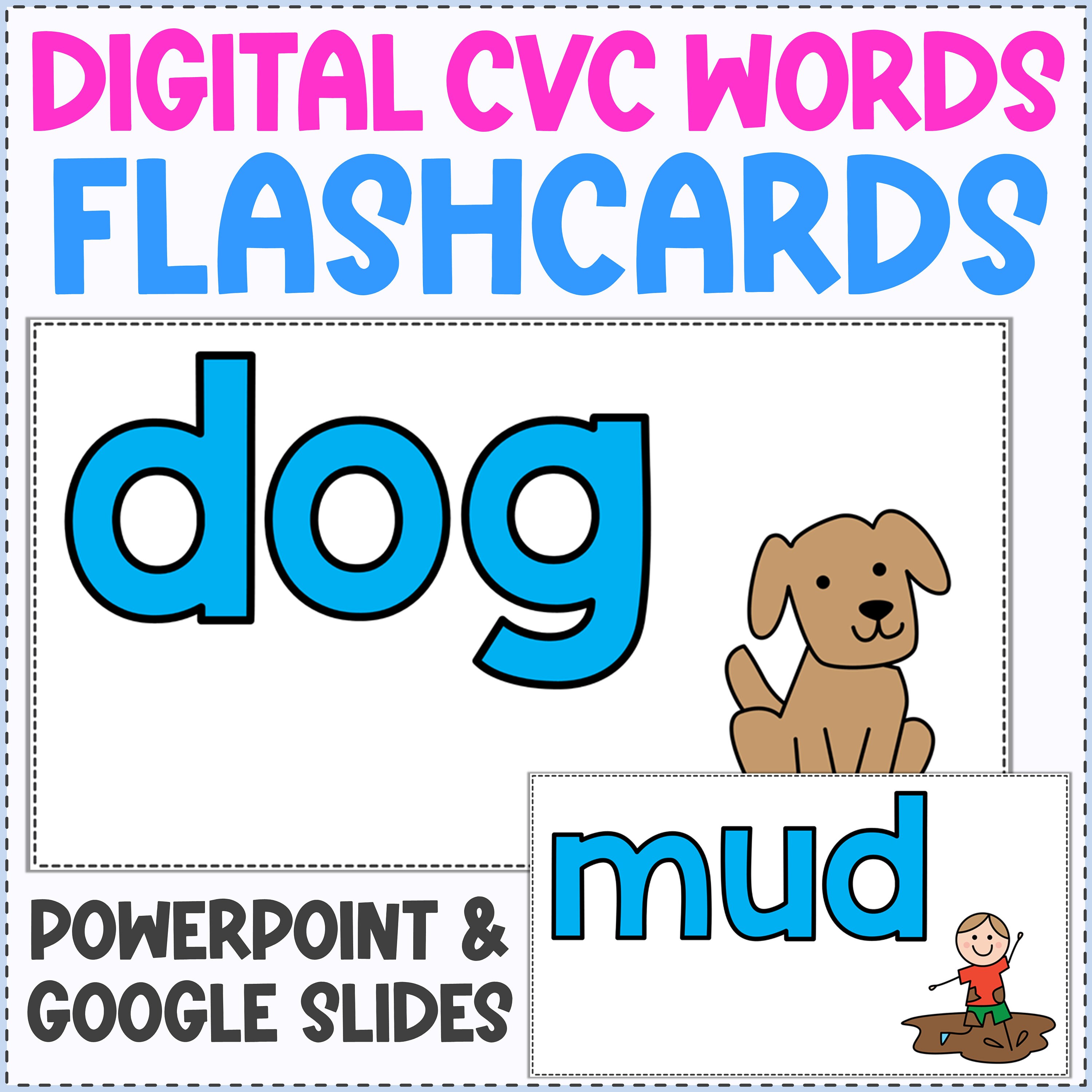 Digital CVC Words Flashcards Fun CVC Words Review Activity Phonics ...