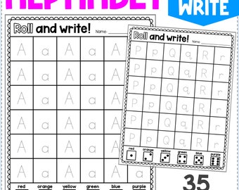 Alphabet Rainbow Roll and Write | Alphabet Handwriting Practice for ...