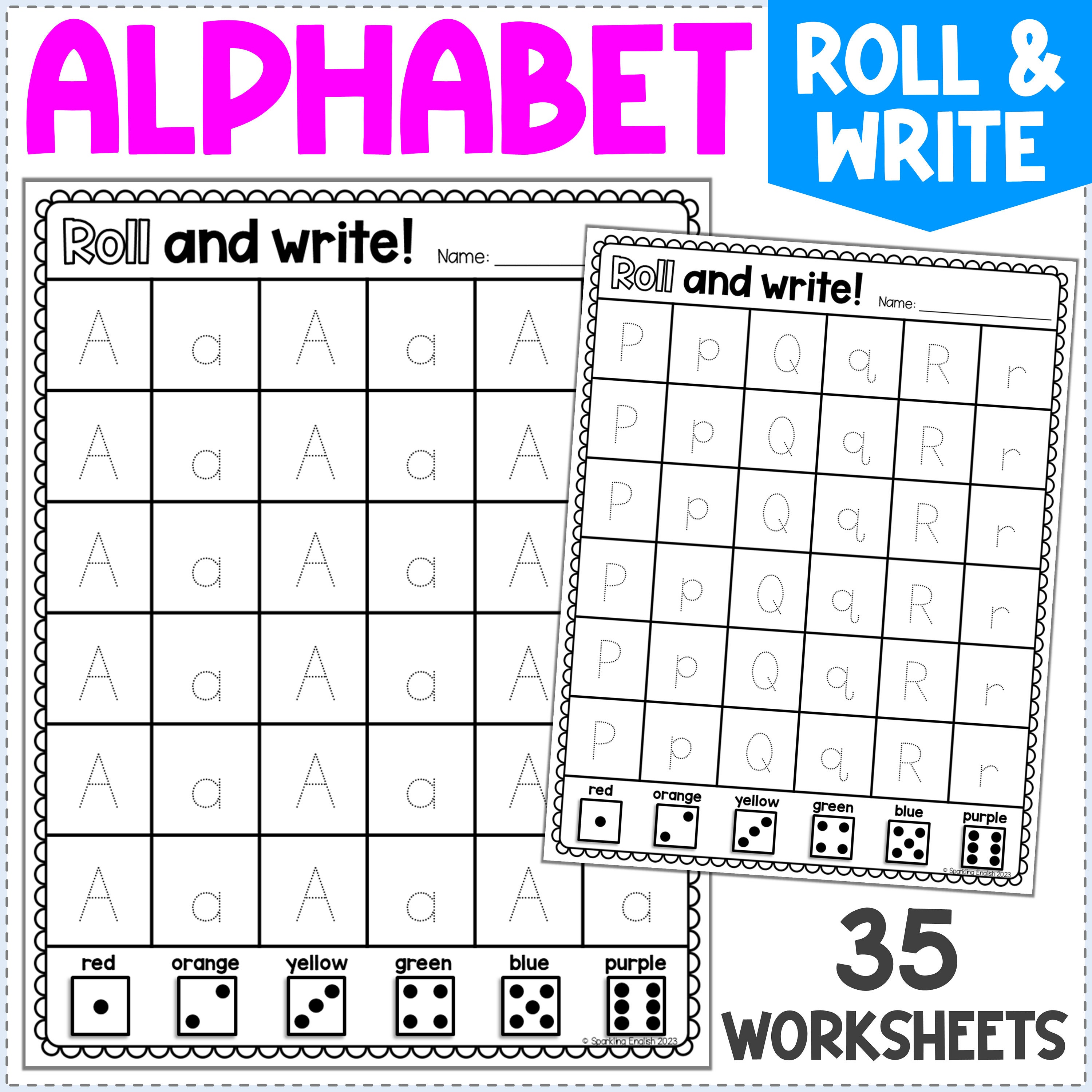 Alphabet Rainbow Roll and Write | Alphabet Handwriting Practice for ...