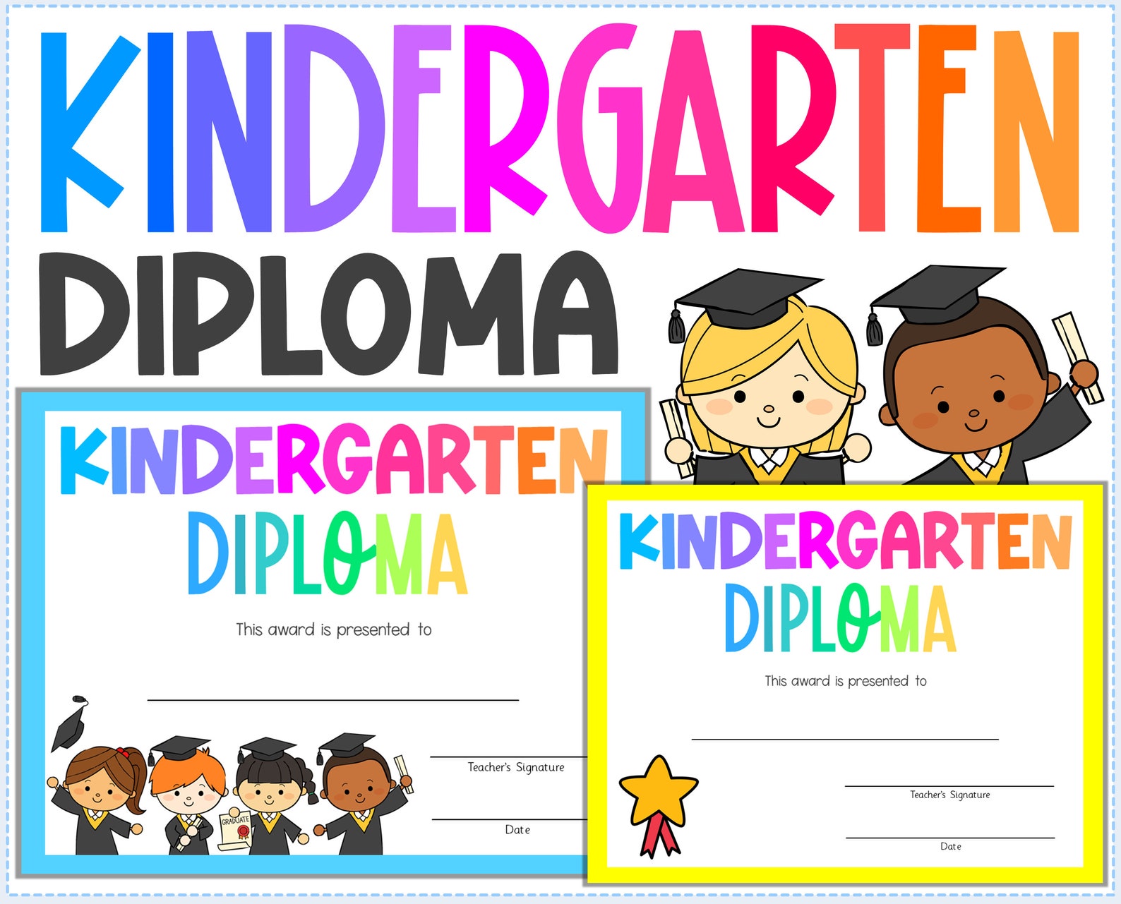 Kindergarten Diploma End of the Year Award for Kindergarten - Etsy