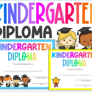 Kindergarten Diploma End of the Year Award for Kindergarten - Etsy
