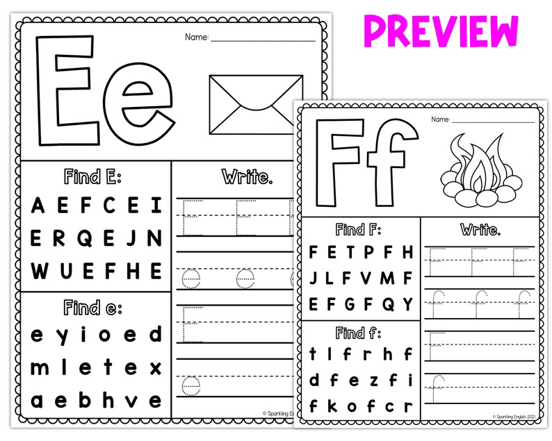Letter Recognition and Handwriting Worksheets Alphabet - Etsy