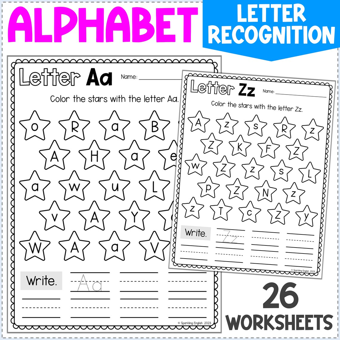 Letter Recognition Worksheets | Alphabet Uppercase and Lowercase ...