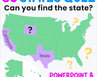 50 States Map Quiz #1 - Identify the State on US Map - Interactive ...