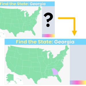50 States Map Quiz 2 Find the State on US Map Interactive - Etsy