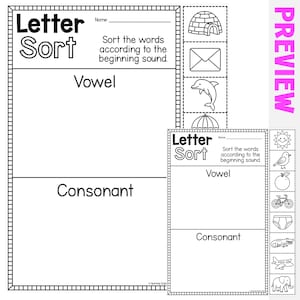 Beginning Sounds Sorting Activity | Cut and Paste Alphabet Picture Sort ...