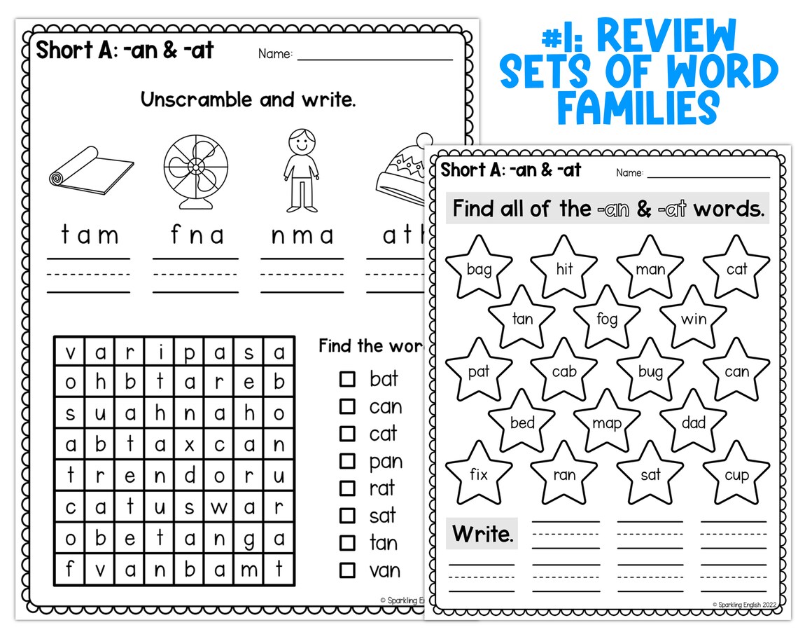 CVC Words Review Bundle CVC Word Families Phonics | Etsy