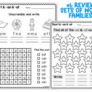 CVC Words Review Bundle CVC Word Families Phonics | Etsy