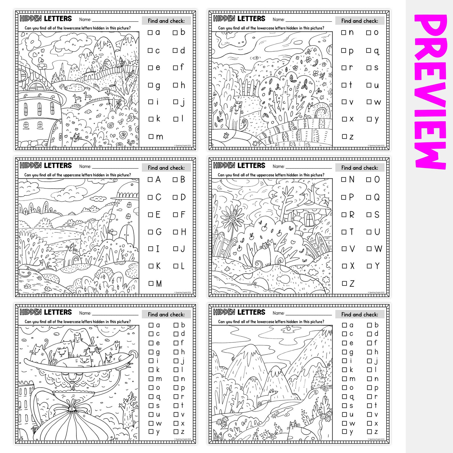 Alphabet Hidden Letters Pictures | Letter Recognition Alphabet Review ...