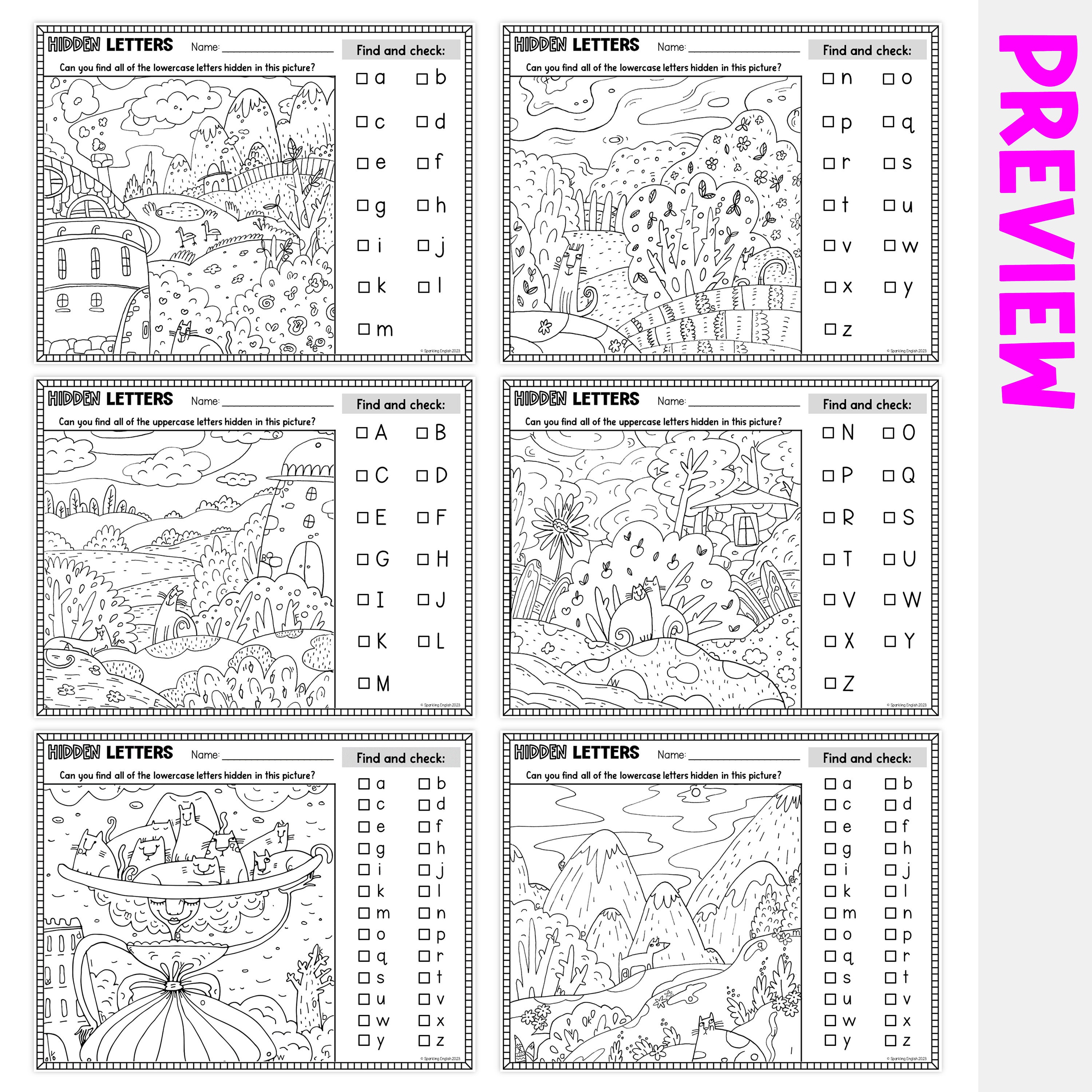 Alphabet Hidden Letters Pictures | Letter Recognition Alphabet Review ...