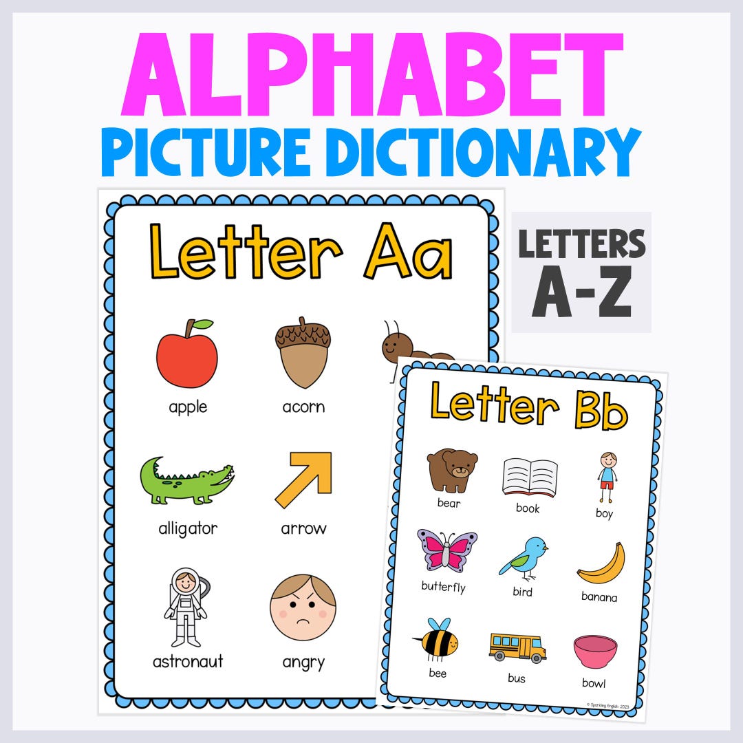 Alphabet Picture Dictionary - Printable Alphabet Kindergarten ...