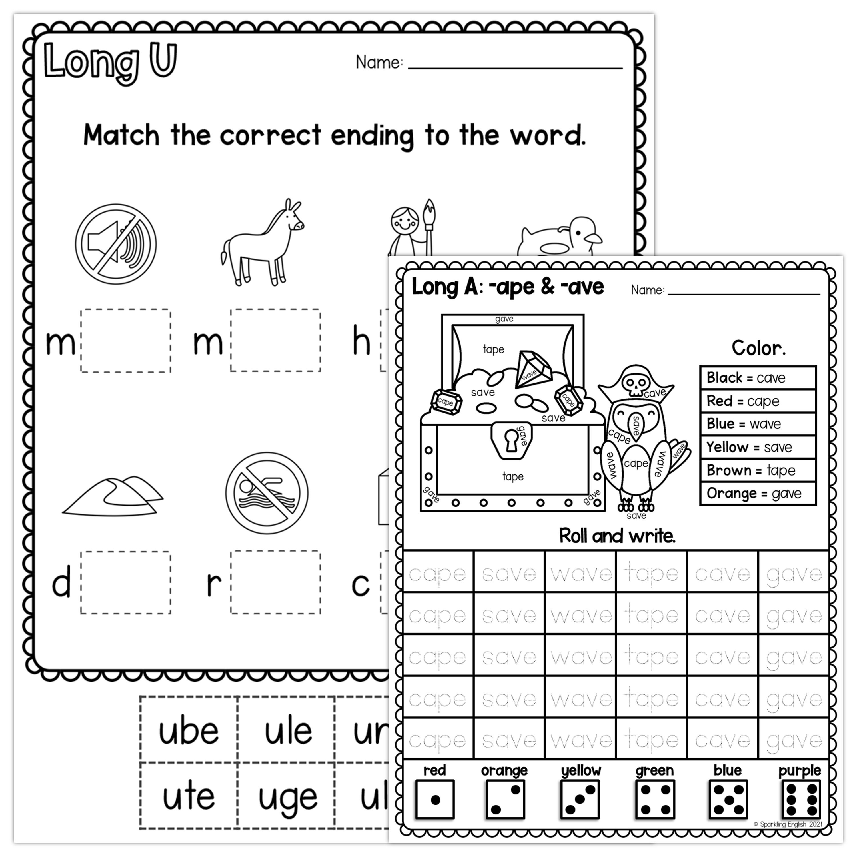 Cvce Word Families BUNDLE | Practice and Review Long Vowels | Long ...