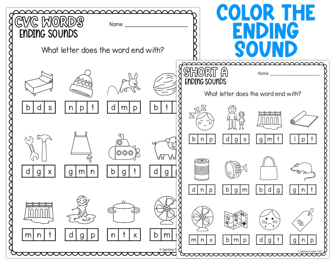 CVC Words Ending Sounds Worksheets Review CVC Words - Etsy