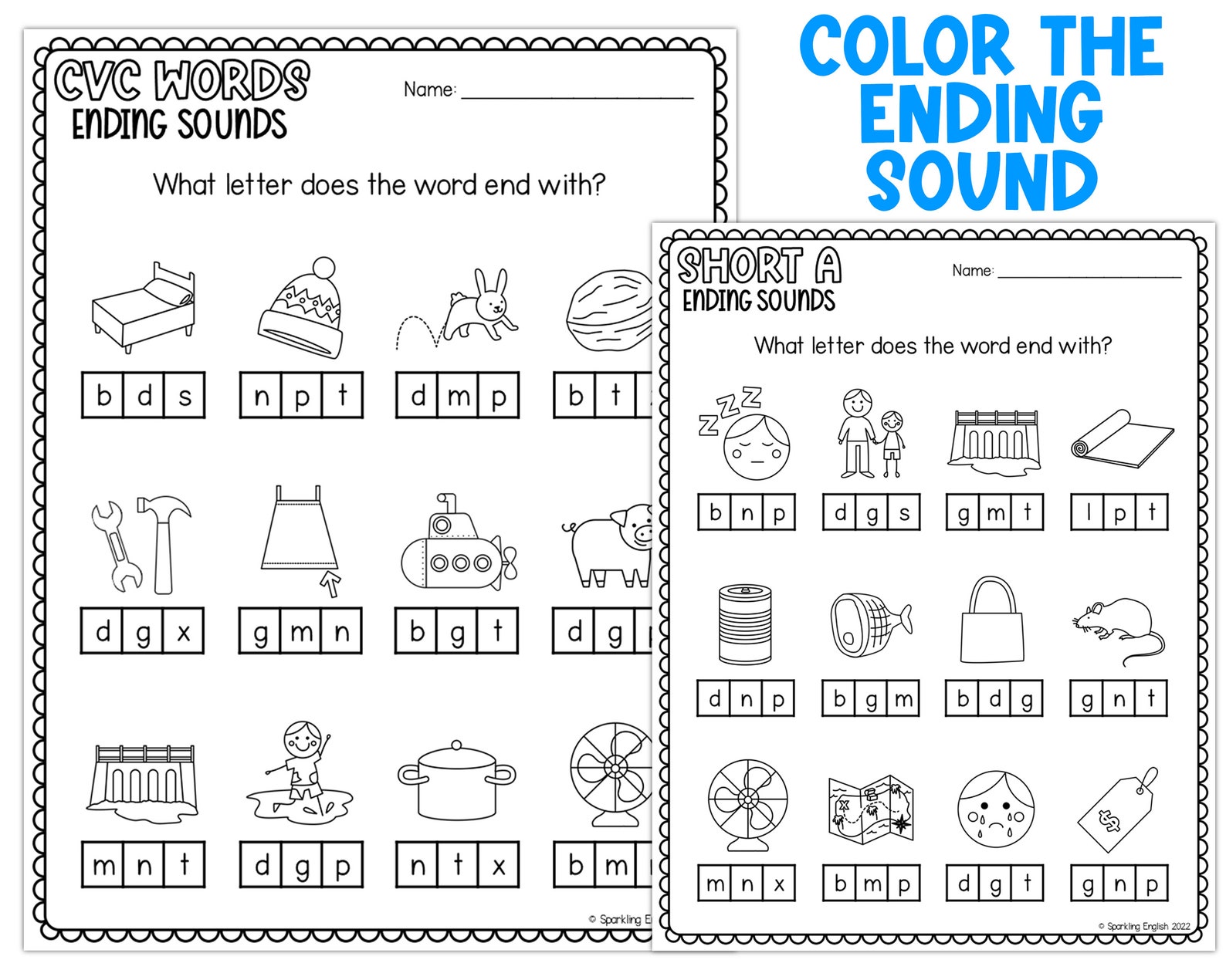 CVC Words Ending Sounds Worksheets Review CVC Words - Etsy