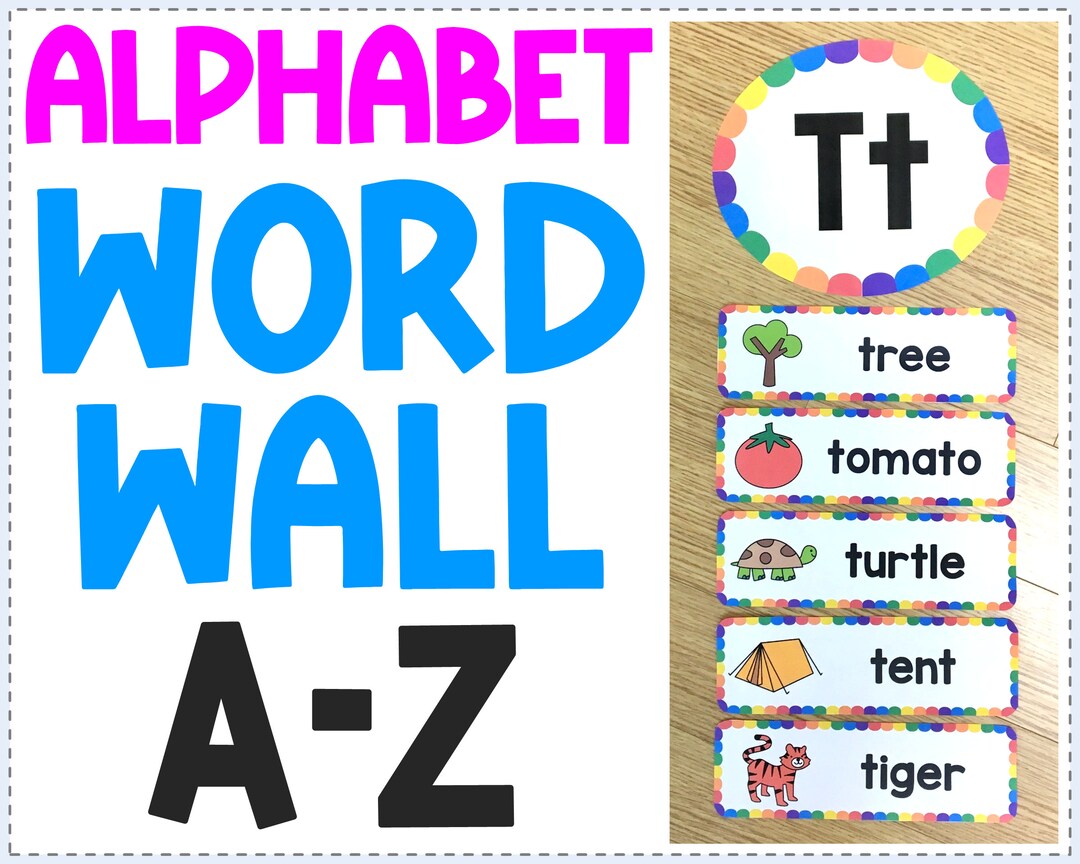 Alphabet Word Wall Learn Words for Each Letter Bright - Etsy