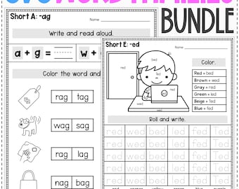 Short O Word Family Practice, Kindergarten and First Grade Phonics - Etsy