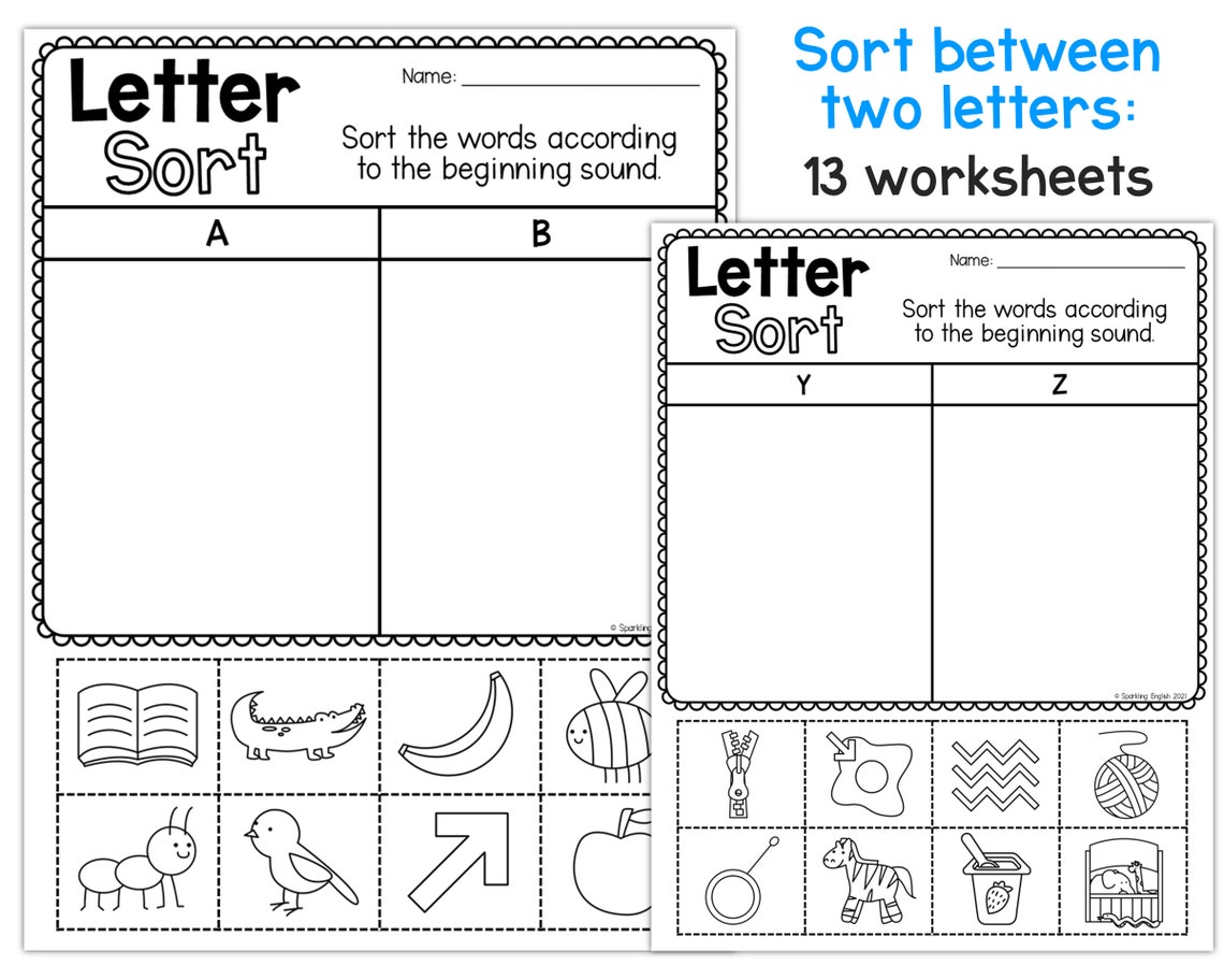 Alphabet Letter Sorting Practice Worksheets Alphabet Review - Etsy