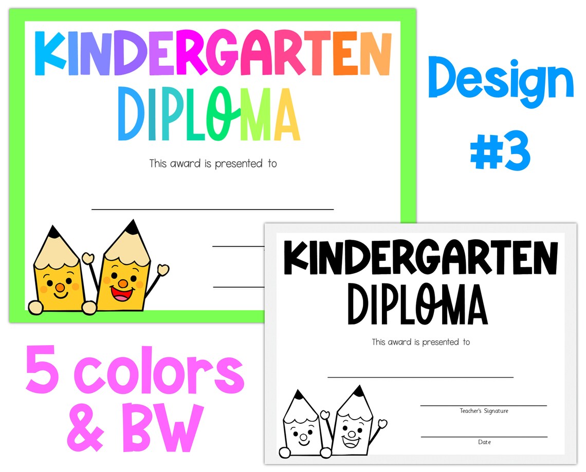 Kindergarten Diploma End of the Year Award for Kindergarten - Etsy