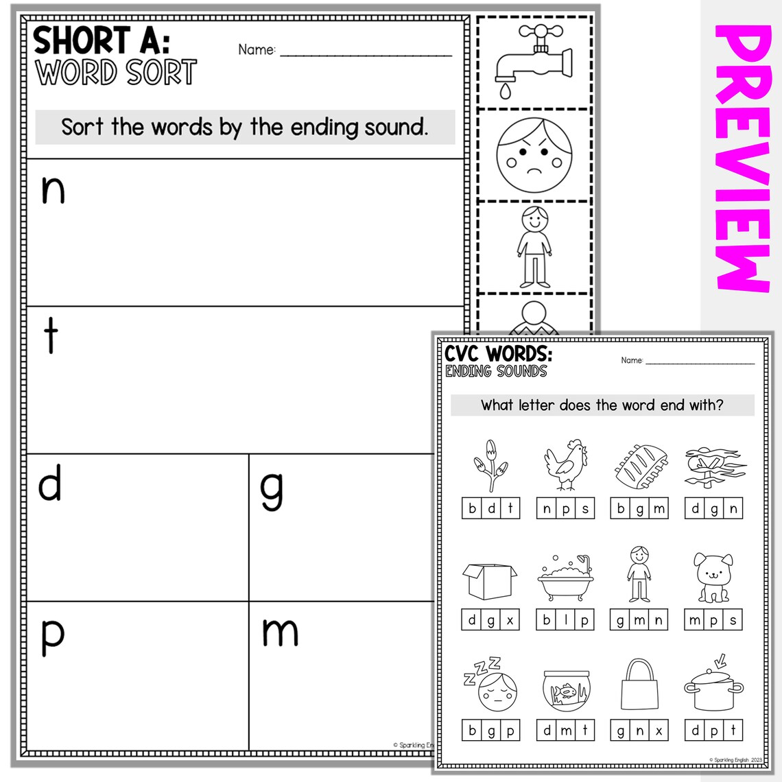 CVC Words Ending Sounds Worksheets - Review CVC Words Worksheets ...