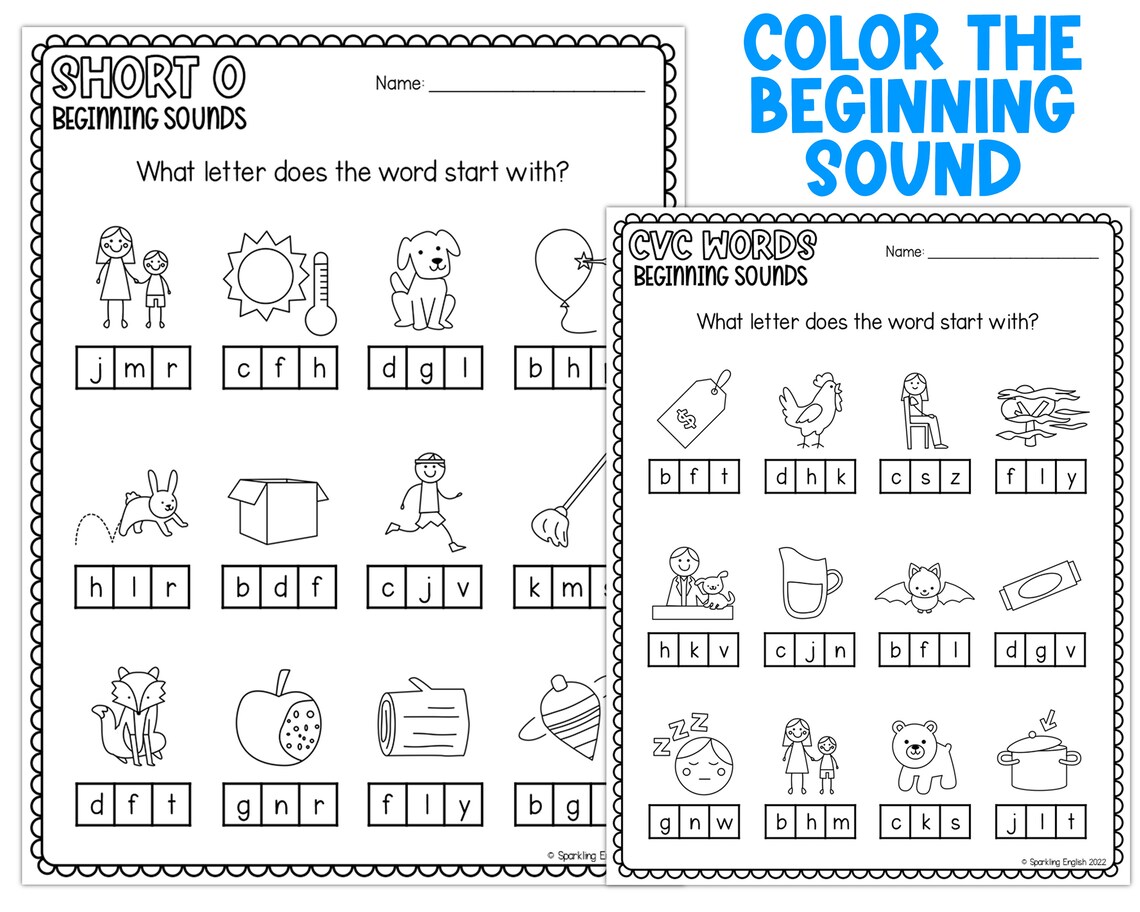 CVC Words Beginning Sounds Worksheets Review CVC Words - Etsy