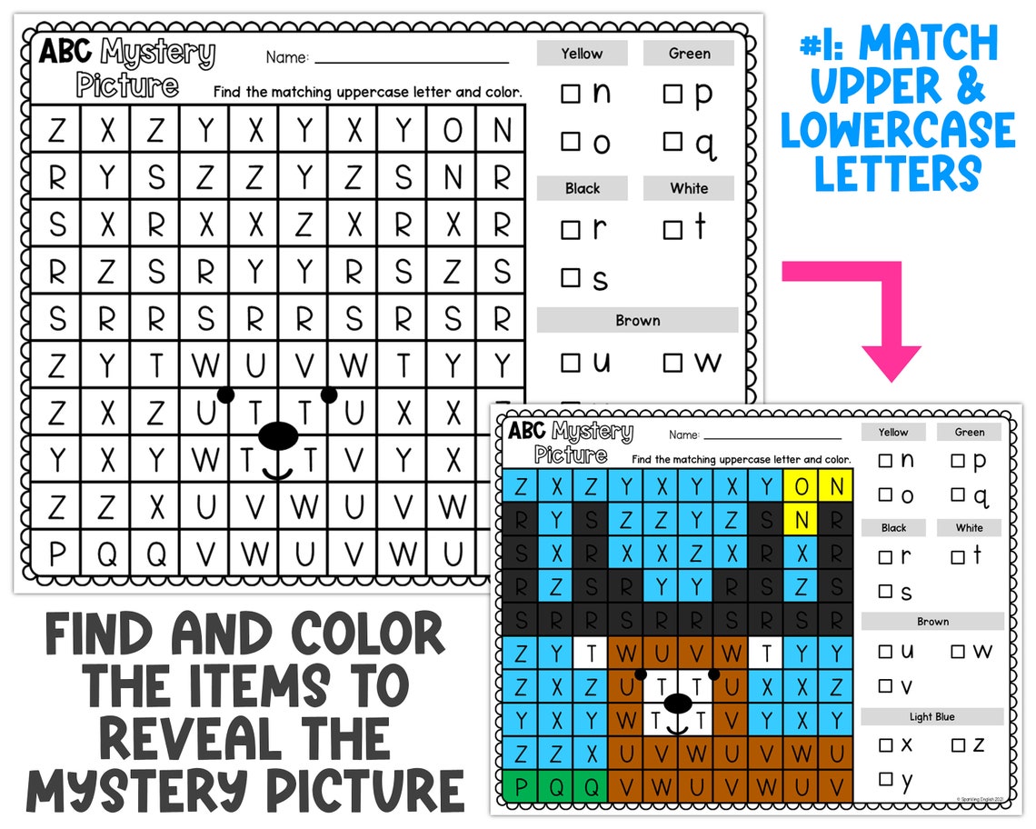 Alphabet Mystery Pictures Alphabet Review Worksheets Fun | Etsy