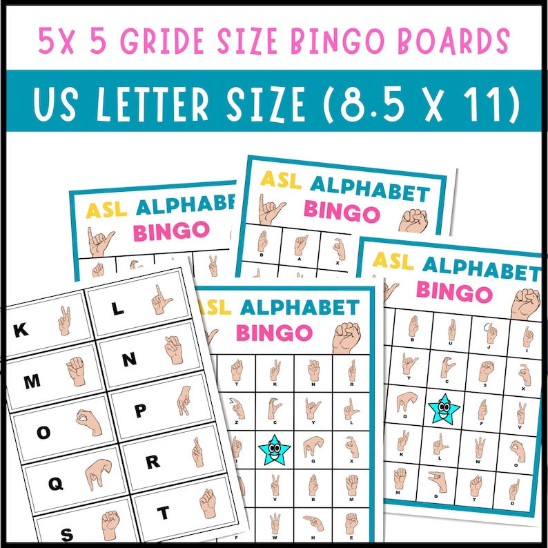 ASL American Sign Language Alphabet Bingo Games Activities Basic Hand ...