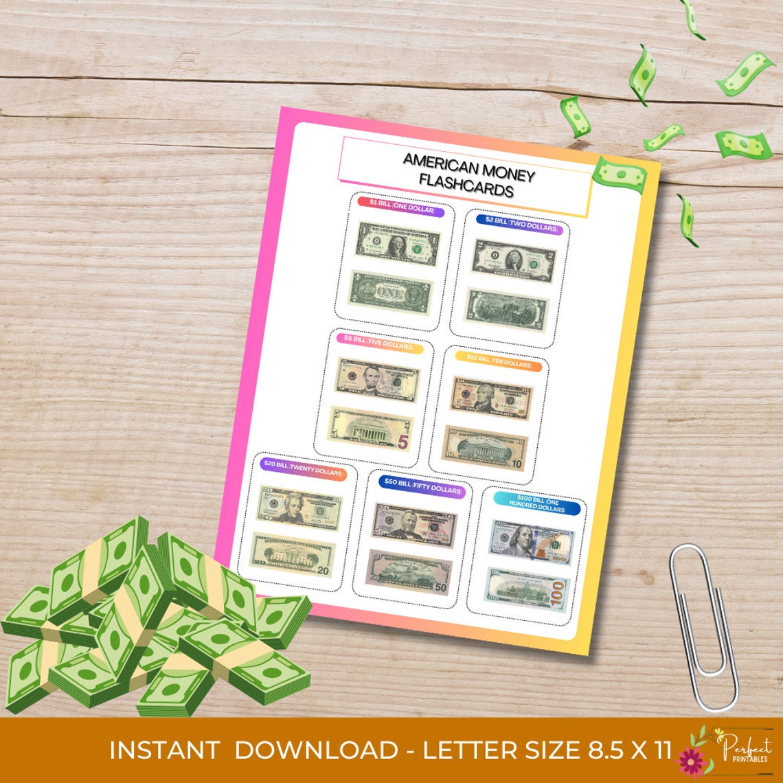 United States Money Flash Cards, US Coins and Money Montessori Cards ...