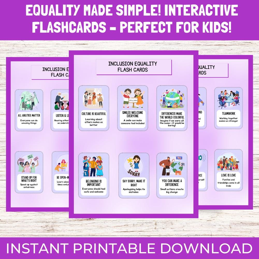 Inclusion Equality Flash Cards | Learning About Respect & Fairness ...