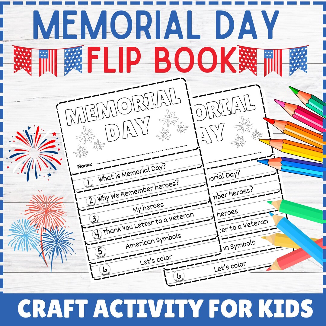 Memorial Day Flipbook Craft | Memorial Day Patriotic Writing Prompt ...