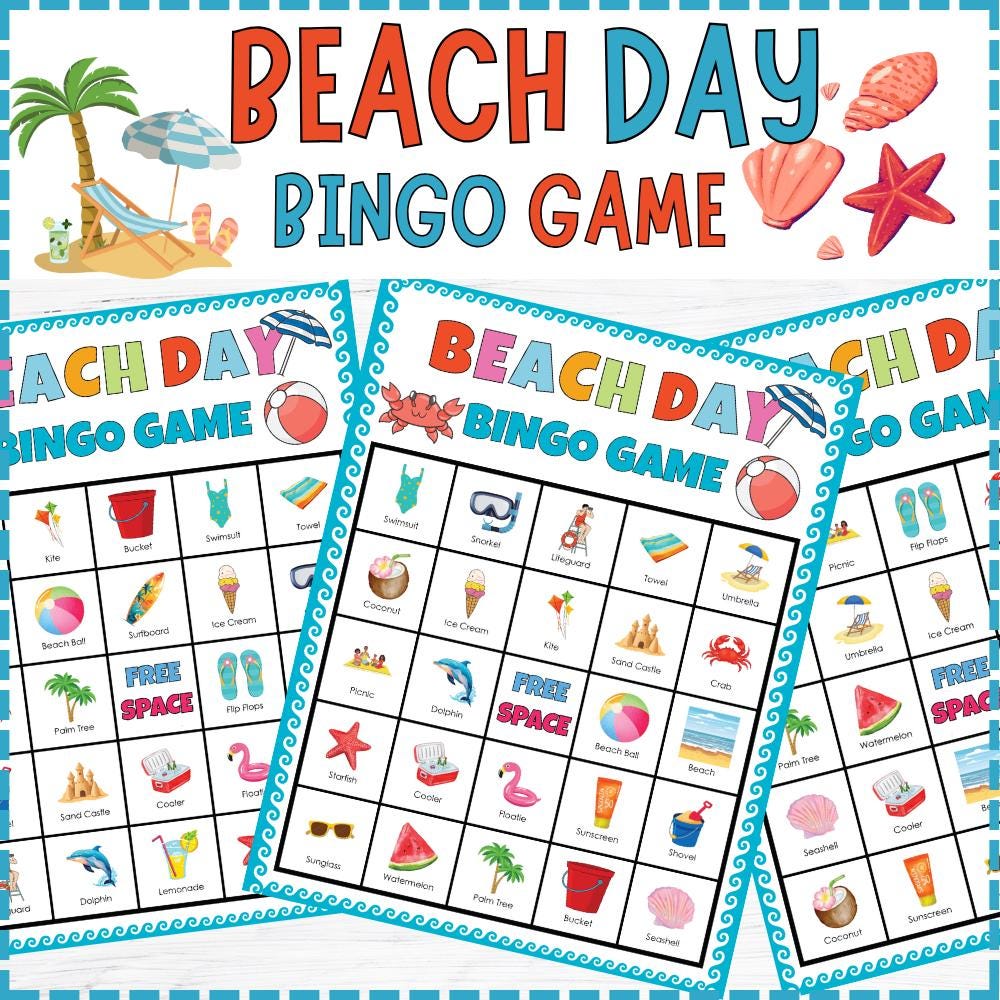No Prep Summer Beach Day Bingo Game, End of Year Activities for Kids ...