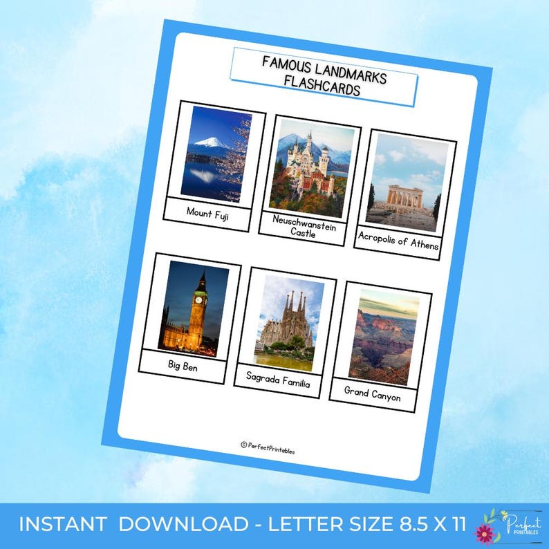 Famous Landmarks Flashcards - World Iconic Landmarks Montessori ...
