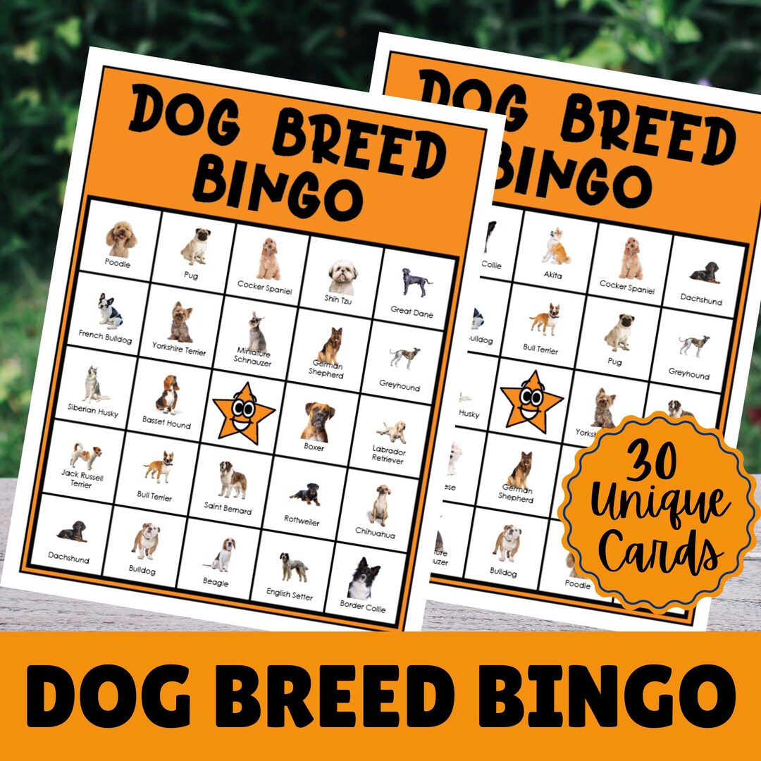 Dog Breed Bingo Cards for Kids - Puppy Themed Bingo | Dog Lover ...