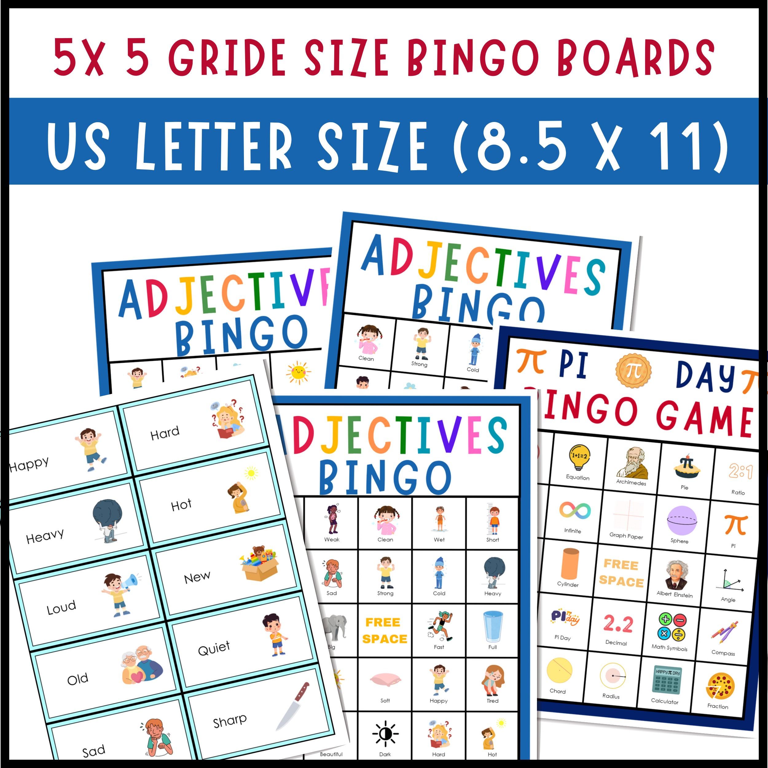 Adjectives Grammar Bingo Games Activities Parts of Speech ELA ...