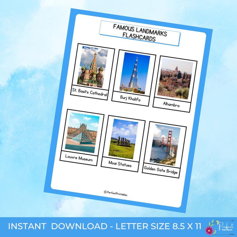 Famous Landmarks Flashcards - World Iconic Landmarks Montessori ...