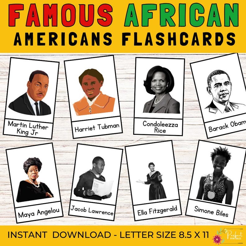 Famous African American Flashcards | Black History Month Activities ...