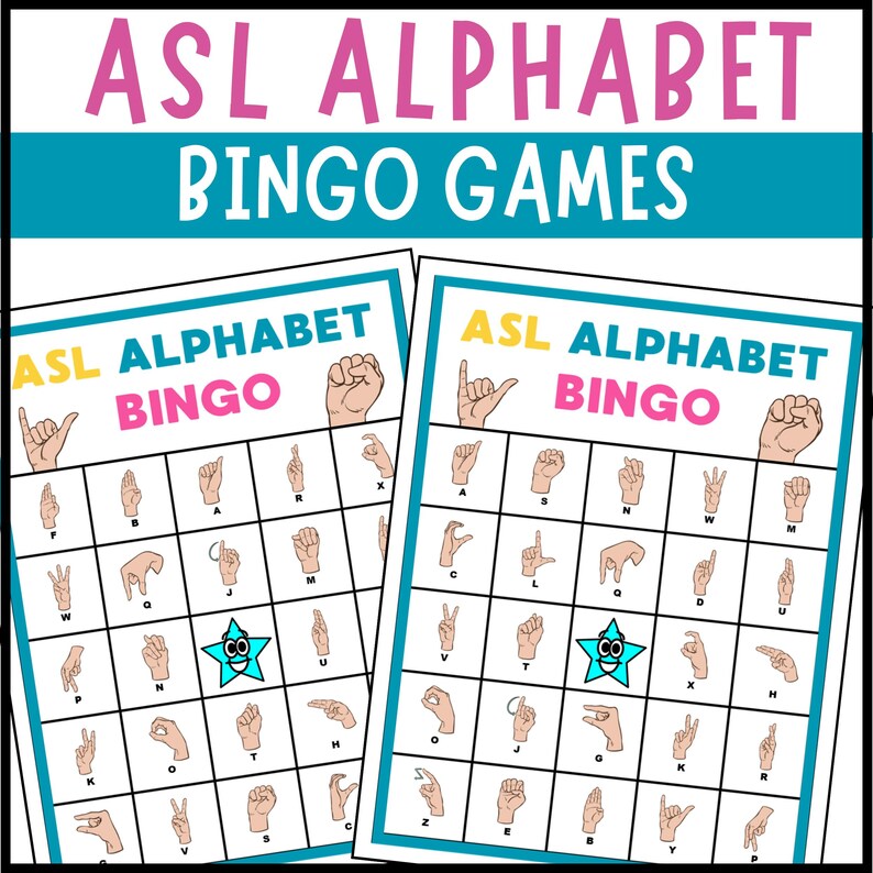 ASL American Sign Language Alphabet Bingo Games Activities Basic Hand ...